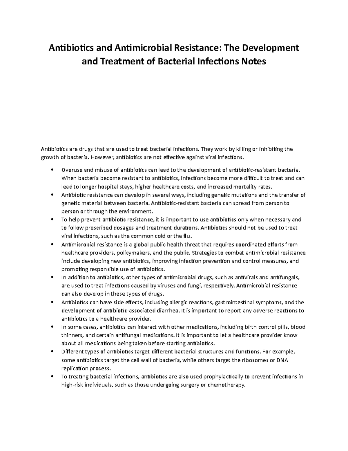 Antibiotics and Antimicrobial Resistance: The Development and Treatment ...
