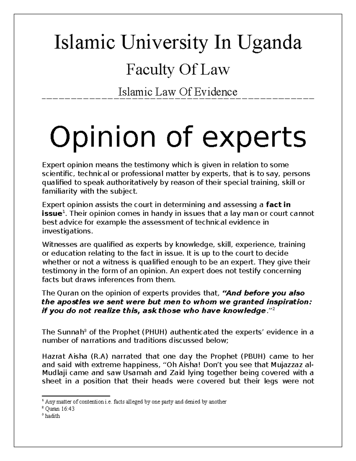 Opinions Andrew ( - Opinion of experts - Islamic University In Uganda ...