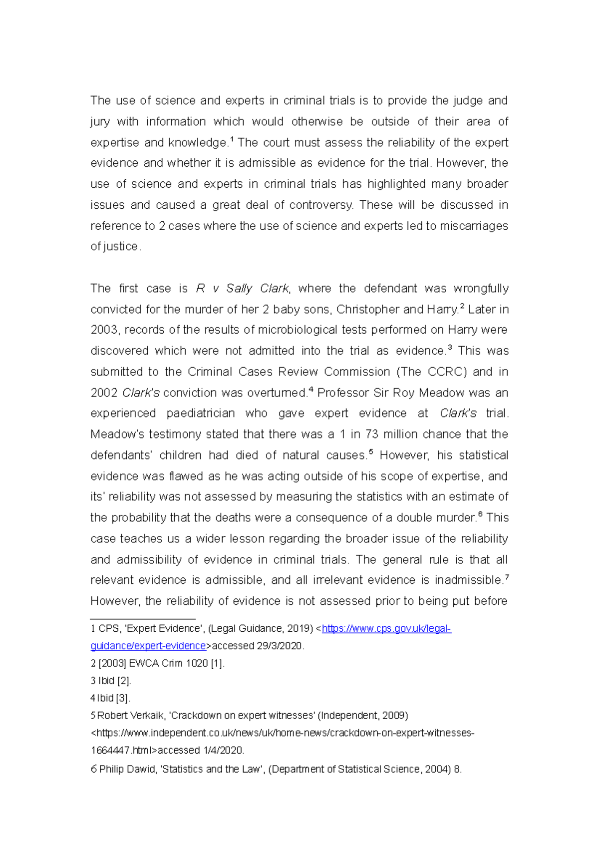 Forensic Essay Submission - The use of science and experts in criminal ...