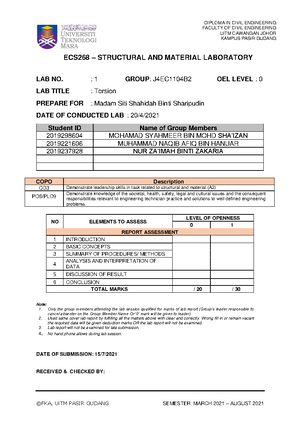 Lab 6B Concrete Mix Design, Workability Test - ####### FACULTY OF CIVIL ...