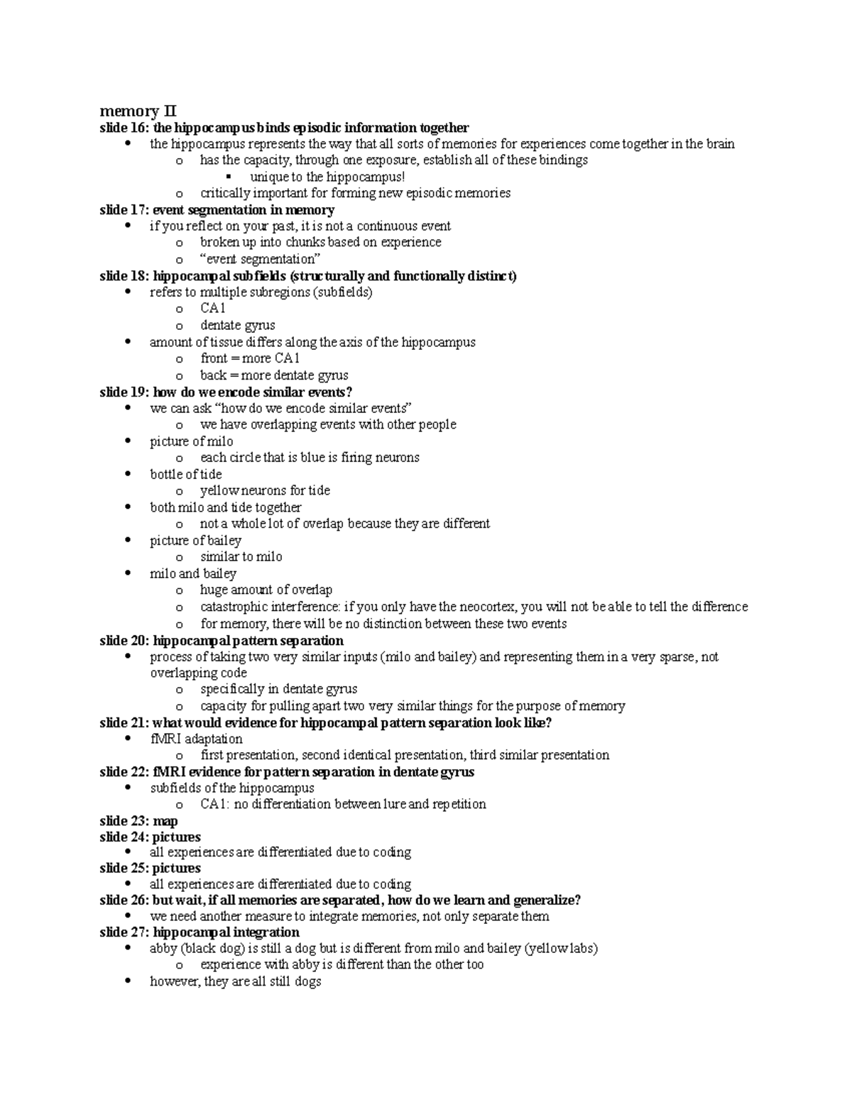 Memory Ii Lecture Notes Cognitive Neuroscience Memory Ii Slide 16