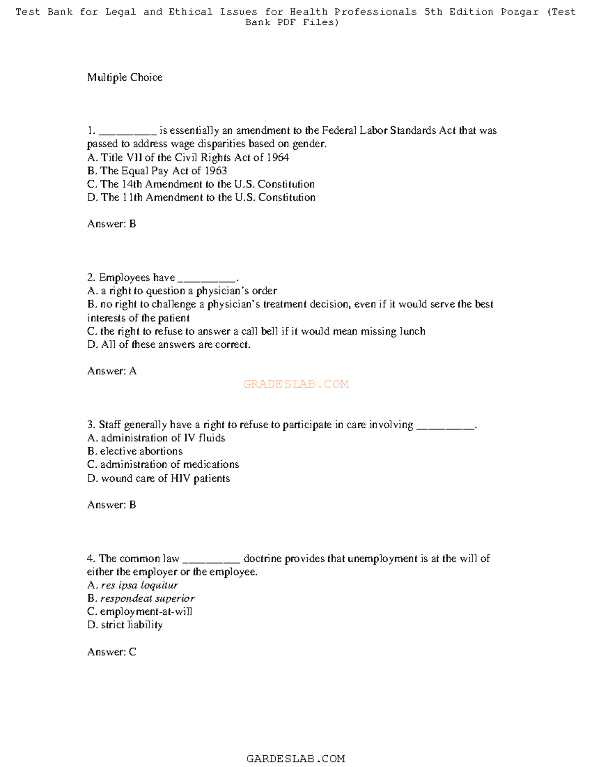 Pozgar CH11-Legal and Ethical Issues for Health Professionals, 5e - G R ...
