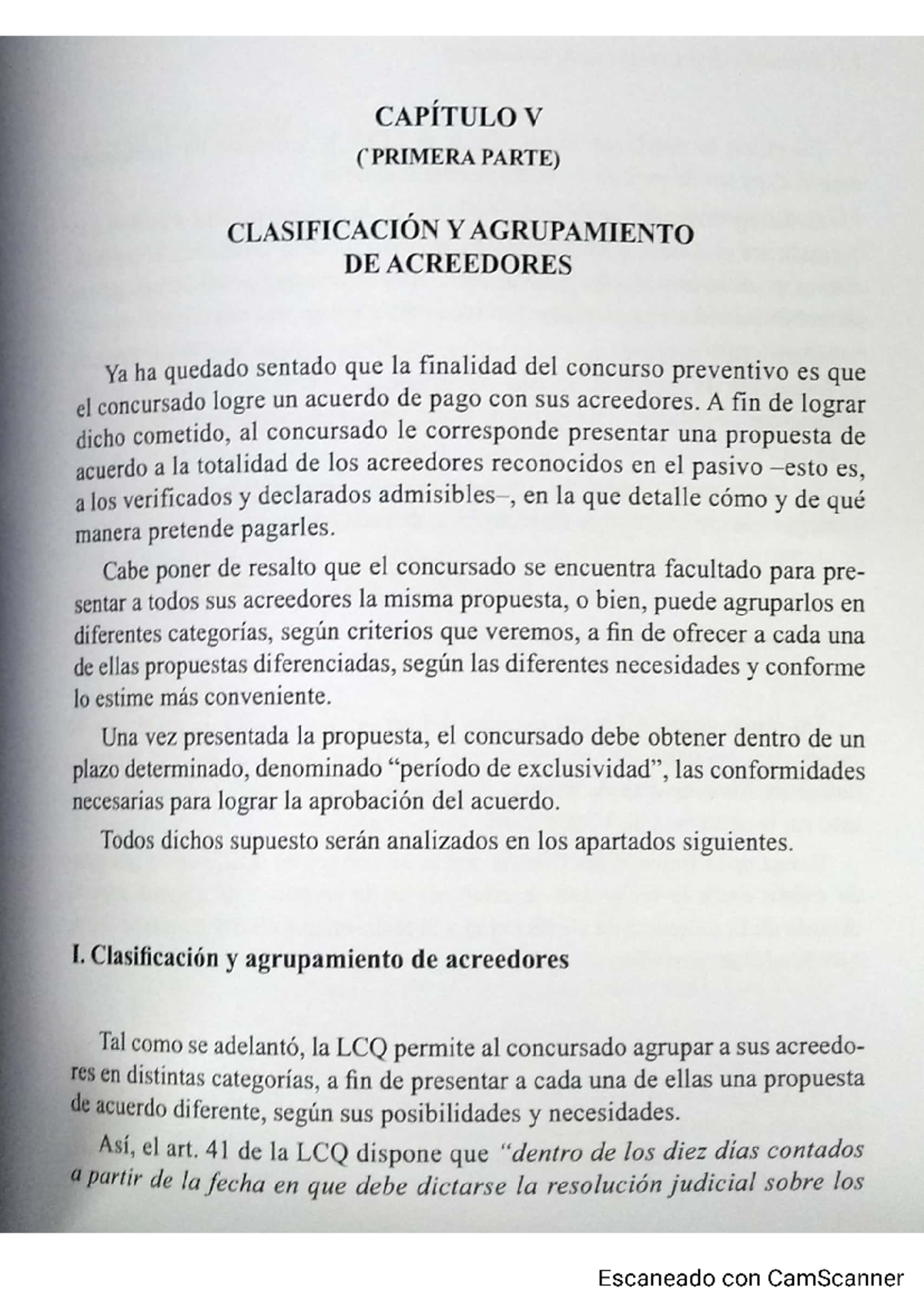 Clasificación y agrupamiento de acreedores- Junyent Bas - Derecho de ...