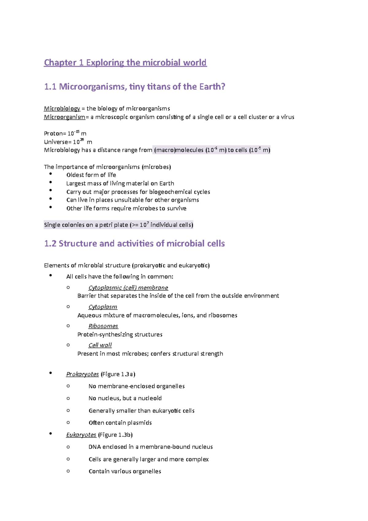 Ch 1 - Hoorcollege 1 - Chapter 1 Exploring the microbial world 1 ...