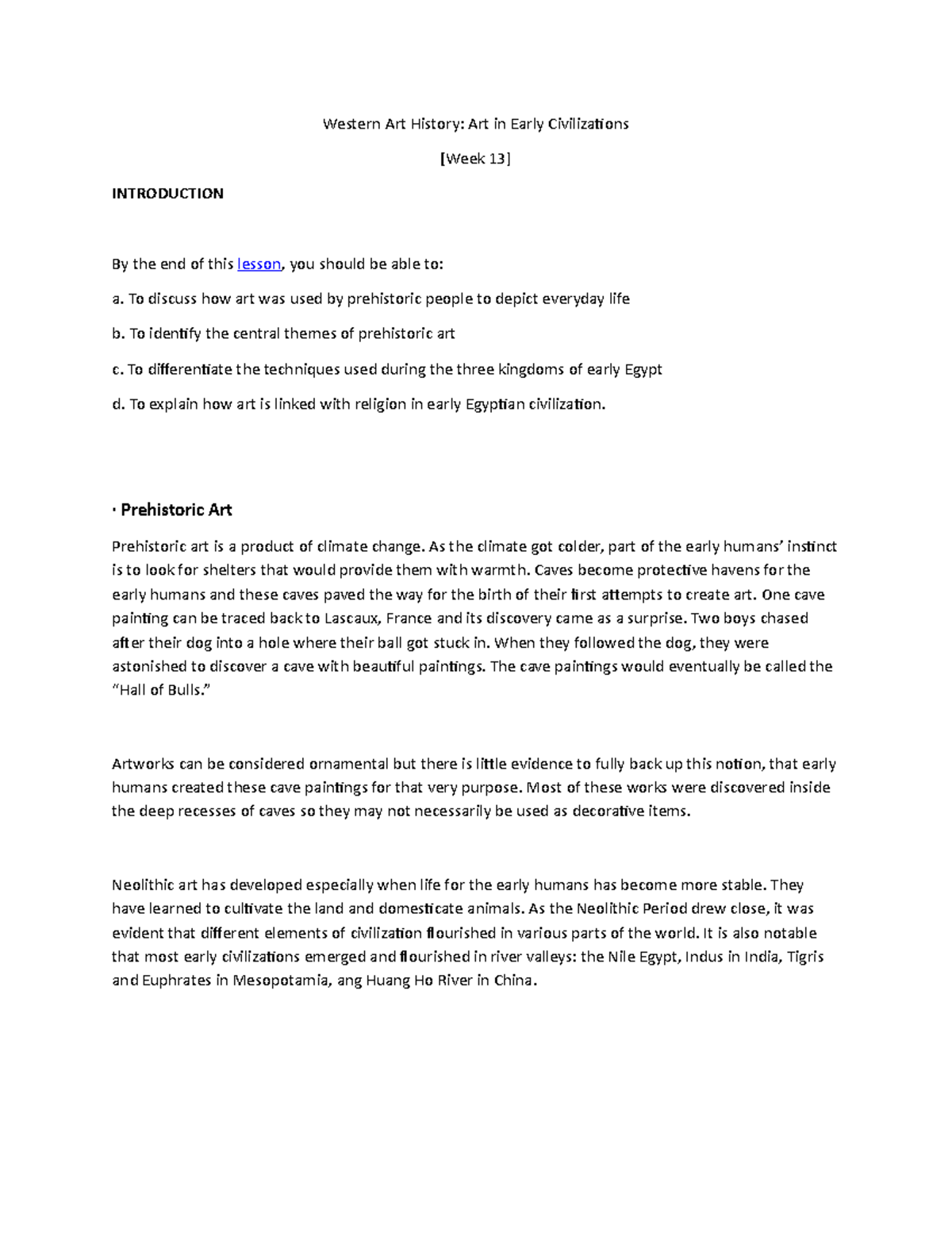 Lesson 13 Western Art History - Western Art History: Art in Early ...