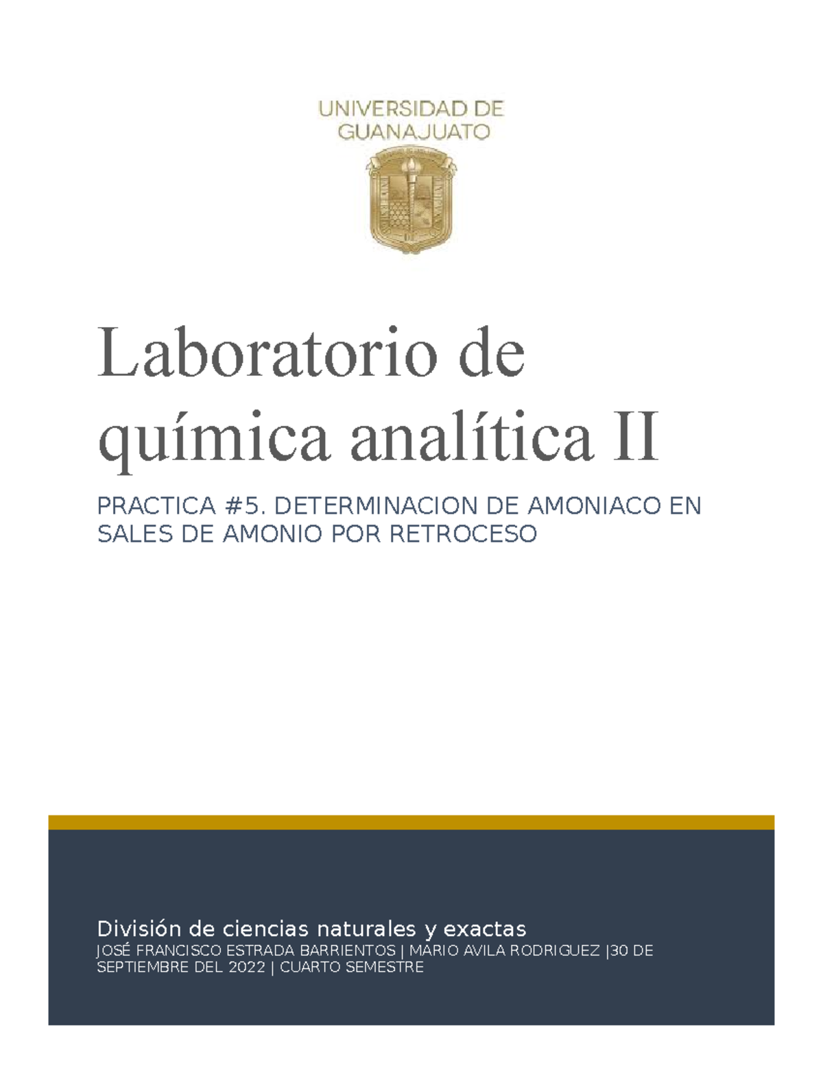 Practica 5. determinacion de amoniaco en sales de amonio - División de ...