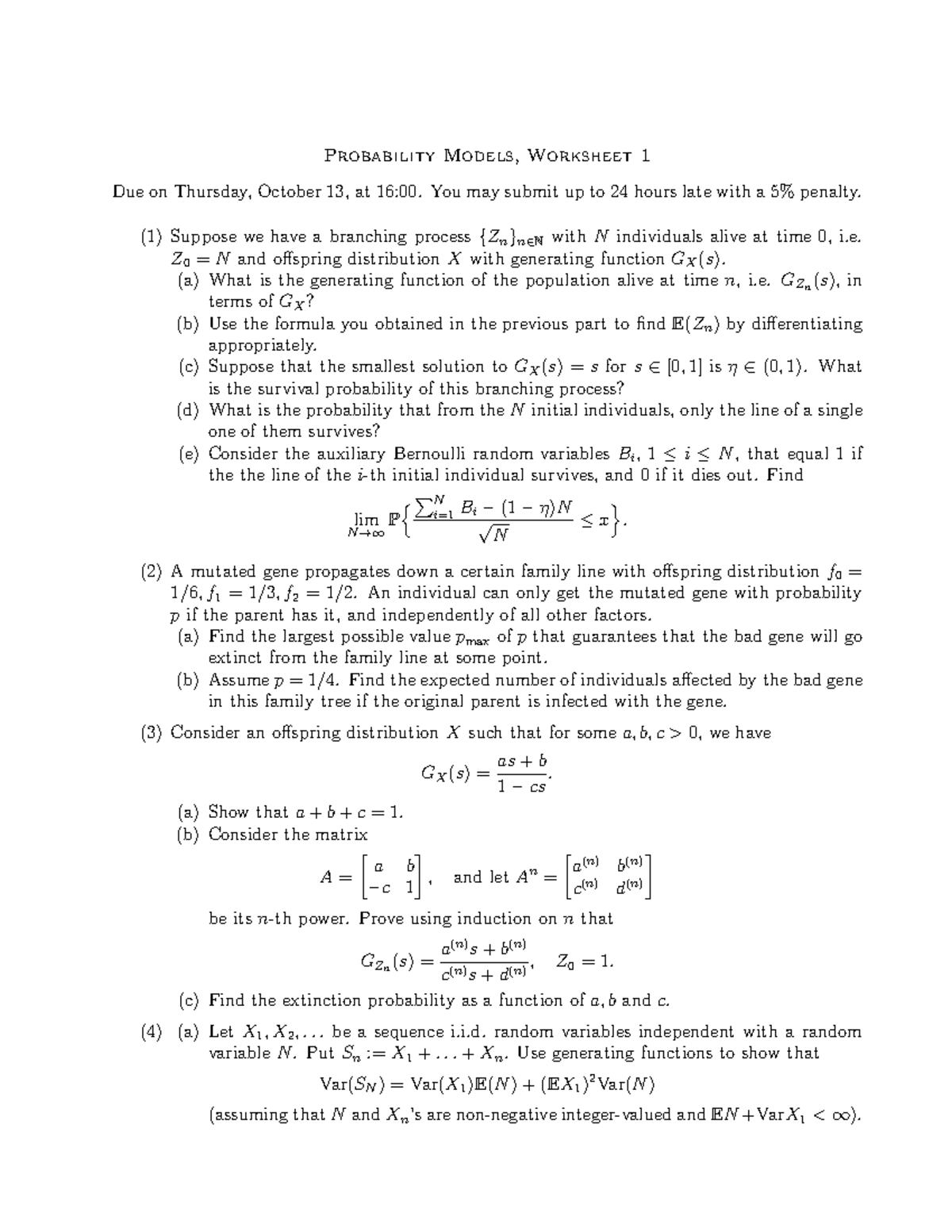 Worksheet 22-G1100-WS1 - Probability Models, Worksheet 1 Due on ...