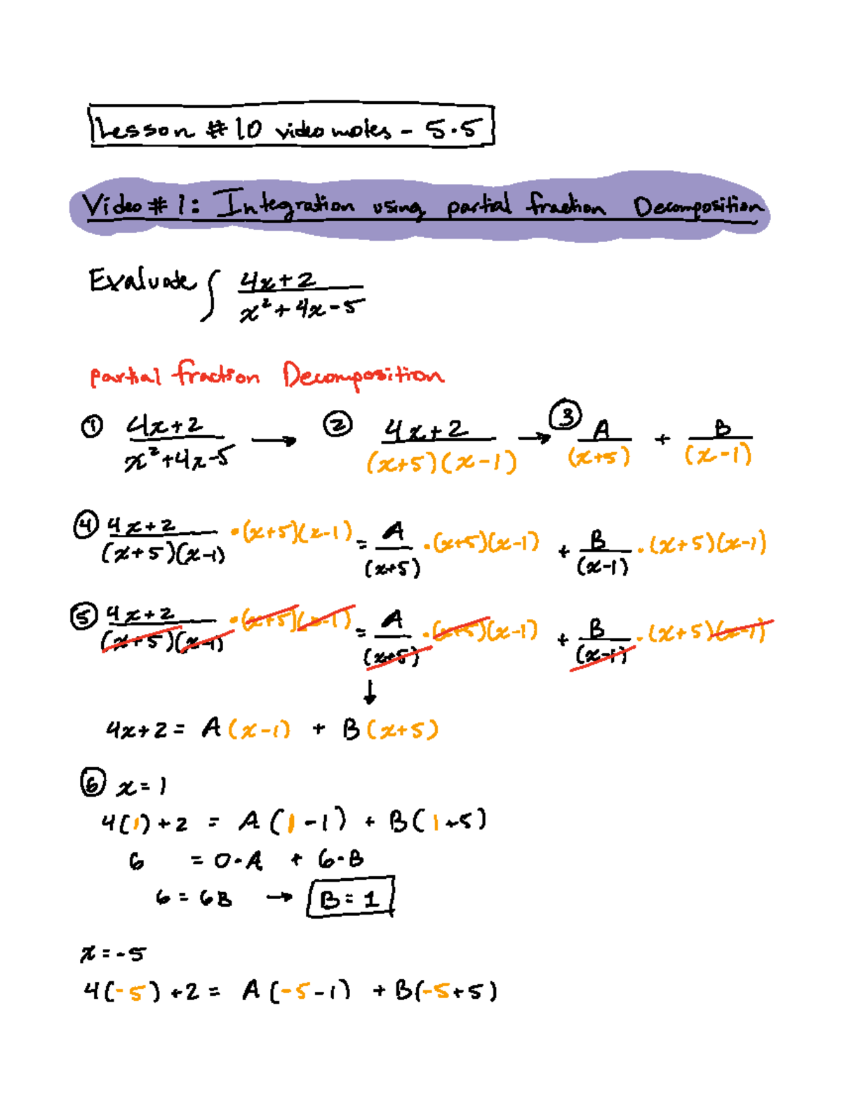 5.5a-Integration using partial fraction decomposition - msn snideonks 5 ...
