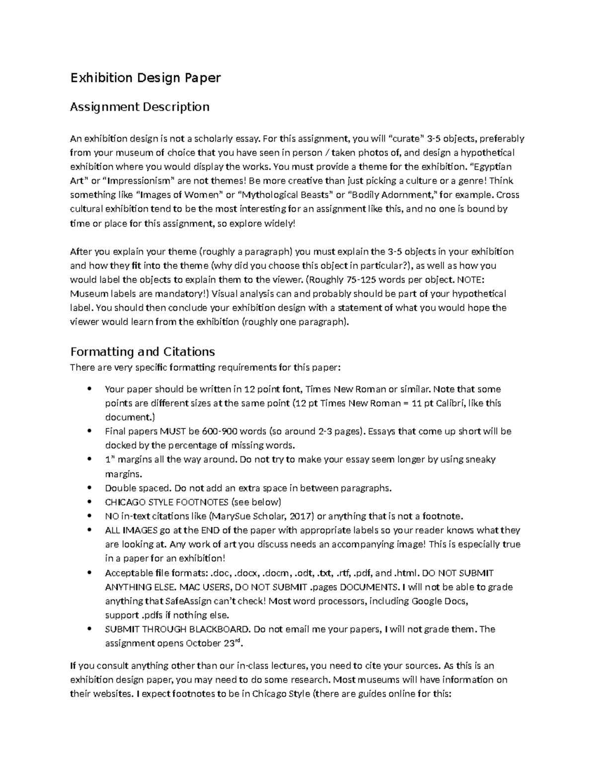 Exhibition Design Paper both sections - Exhibition Design Paper ...