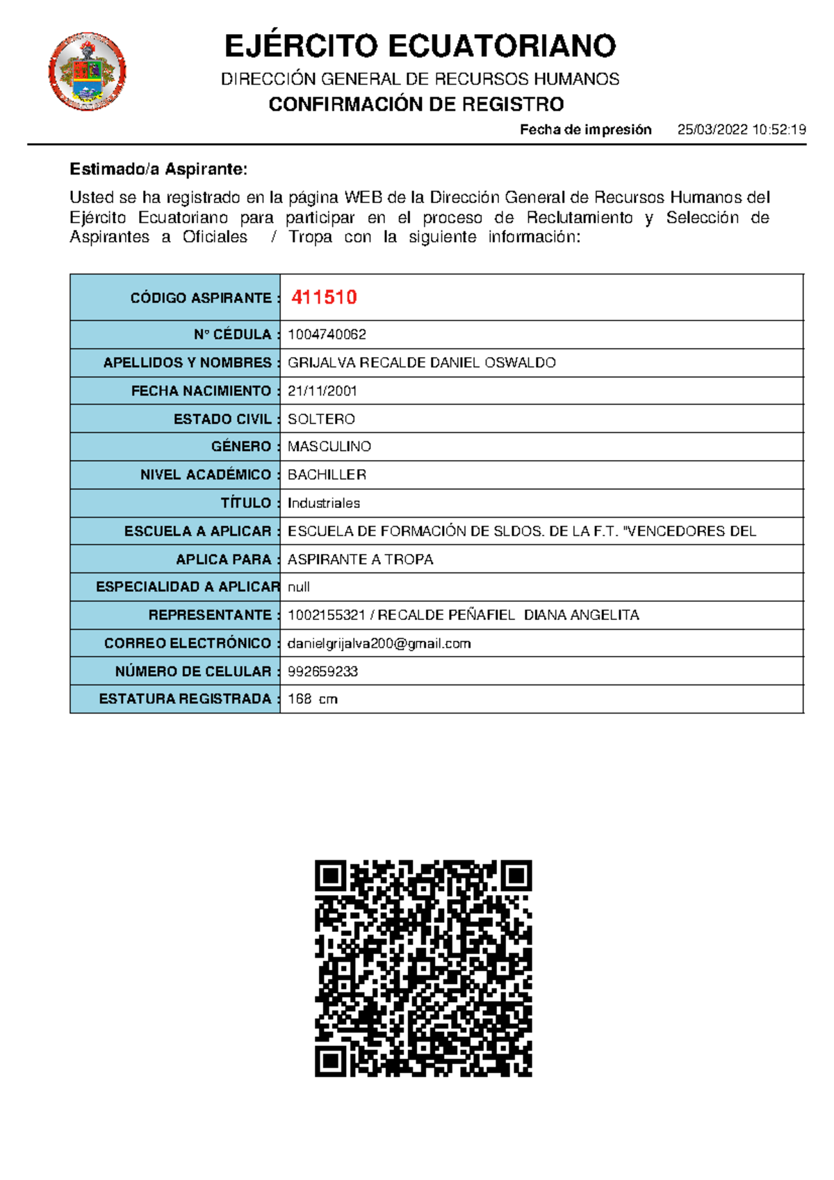 1 - JHJGG - EJÉRCITO ECUATORIANO 25/03/2022 10:52: DIRECCIÓN GENERAL DE ...