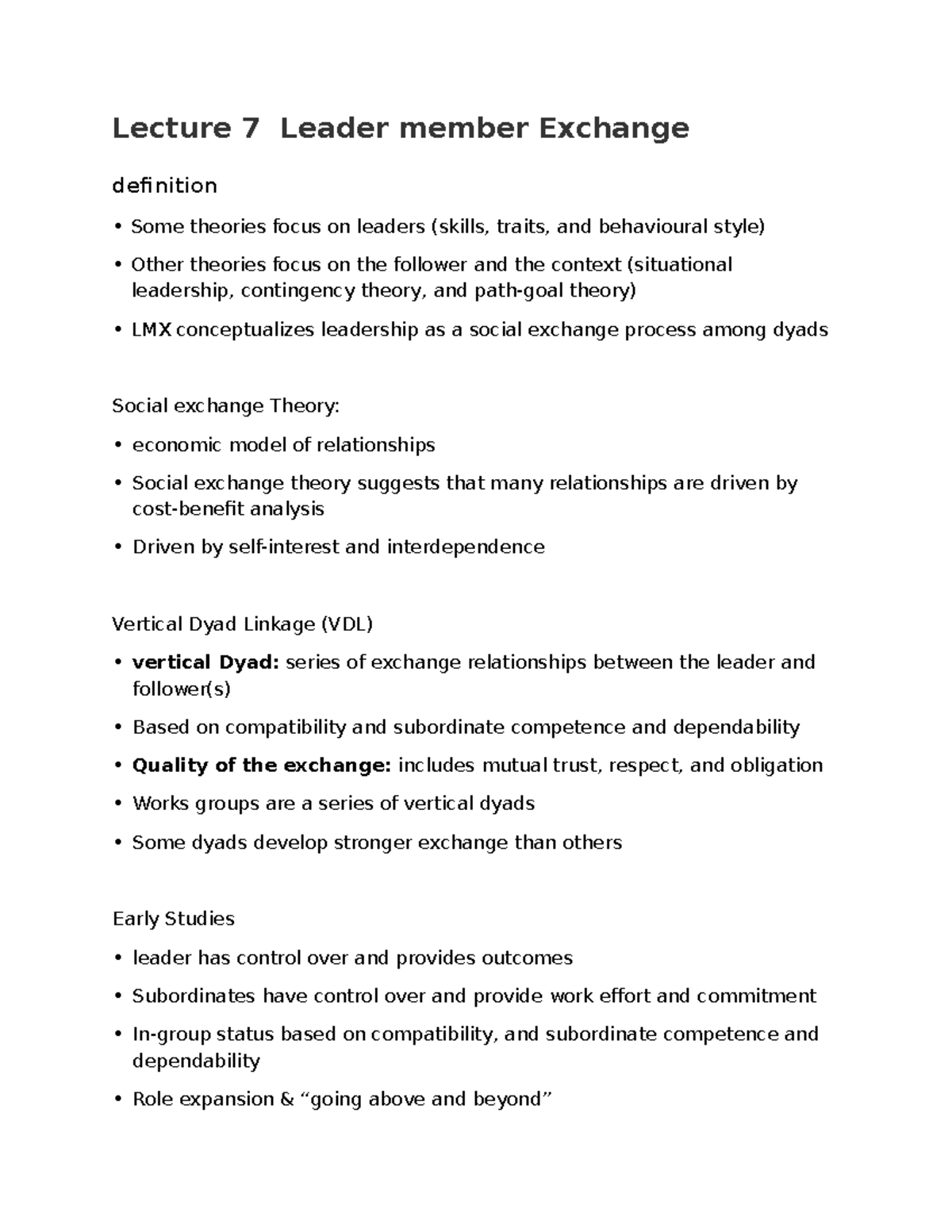 Lecture 7 Leader member Exchange - Lecture 7 Leader member Exchange ...