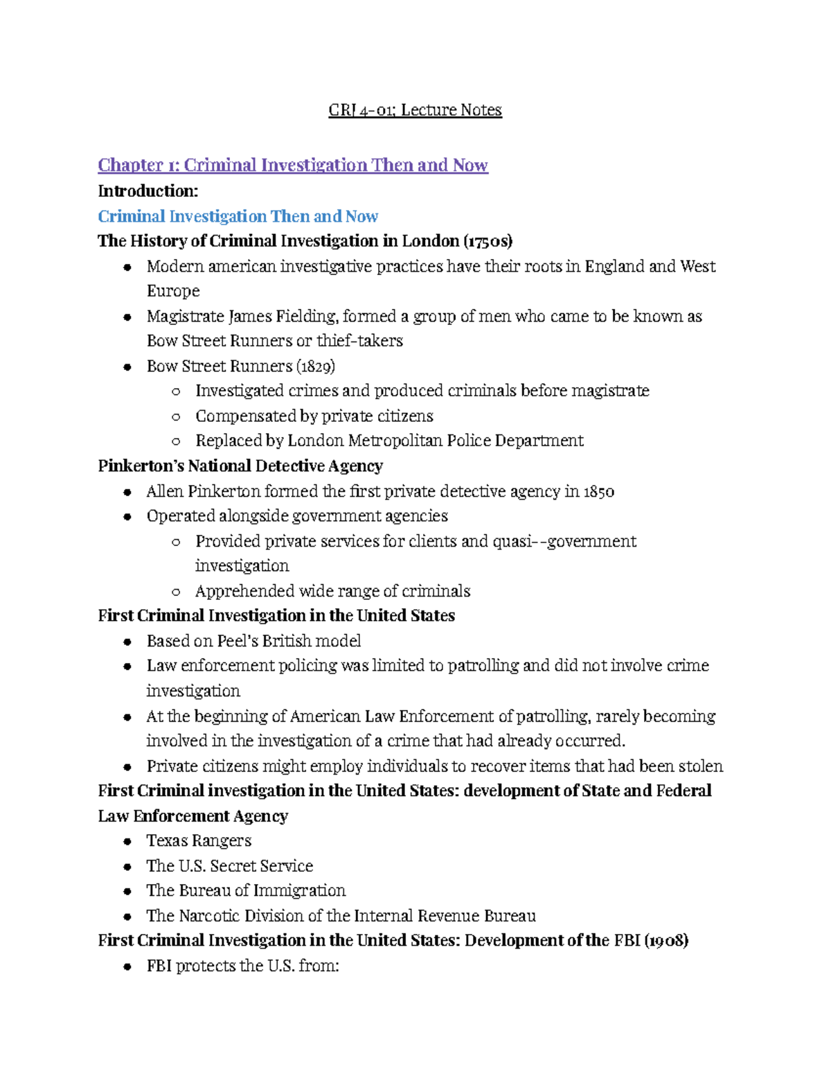 CRJ 4 Lecture Notes - CRJ 4-01; Lecture Notes Chapter 1: Criminal ...