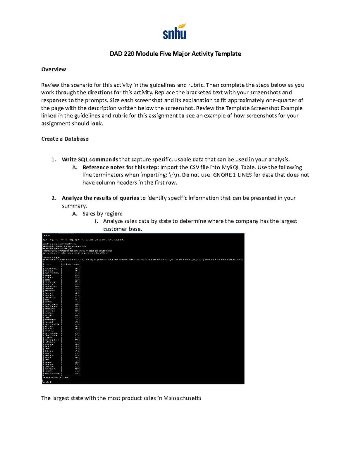 DAD 220 Module Five Major - Then complete the steps below as you work ...