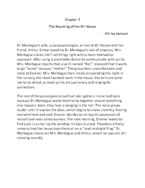 The Haunting of the Hill House Chapter 2 Summary - Chapter 2 The ...