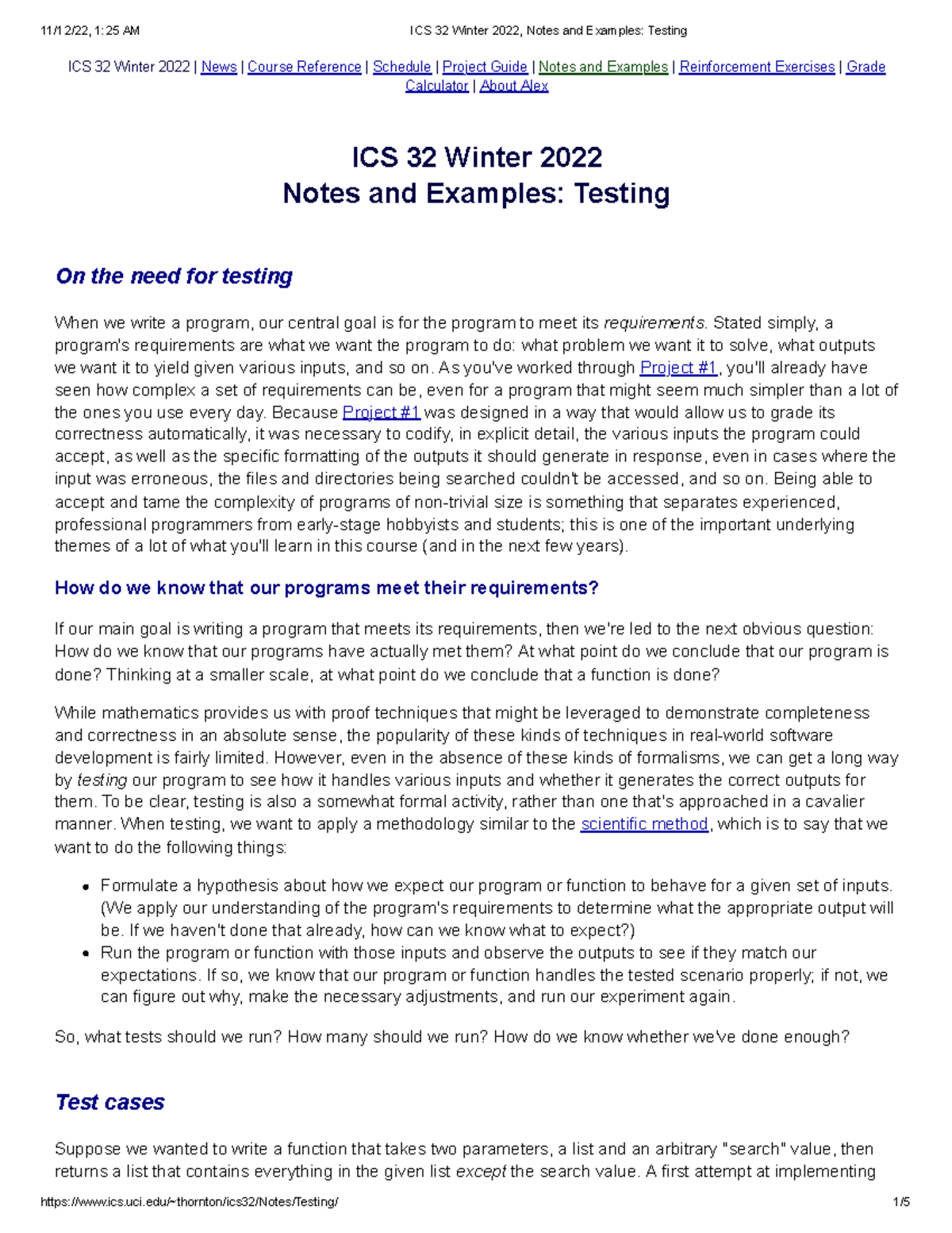 ICS 32 Winter 2022, Notes and Examples Testing - ICS 32 Winter 2022 ...