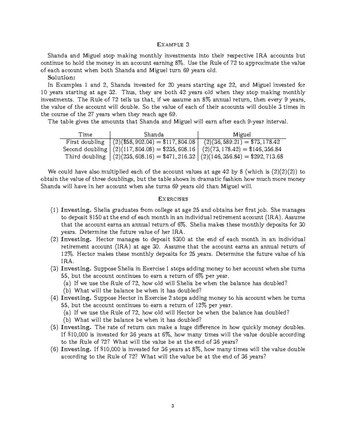 Casestudy 5 Math 1330 - Example 3 Shanda and Miguel stop making monthly ...