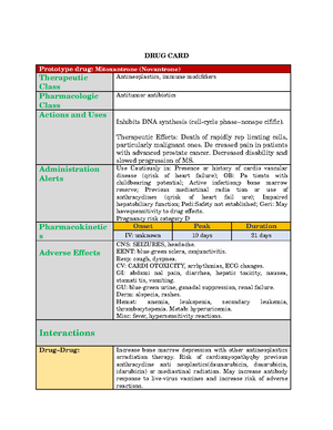 Drug Card 4 - Prototype Drug: Mitoxantrone (Novantrone) - DRUG CARD ...