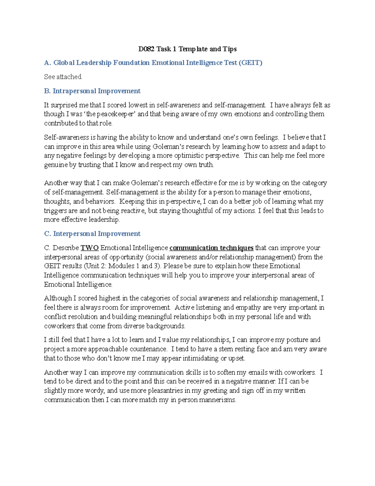 D082 Task 1 Template and Tips 0123 - D082 - WGU - Studocu