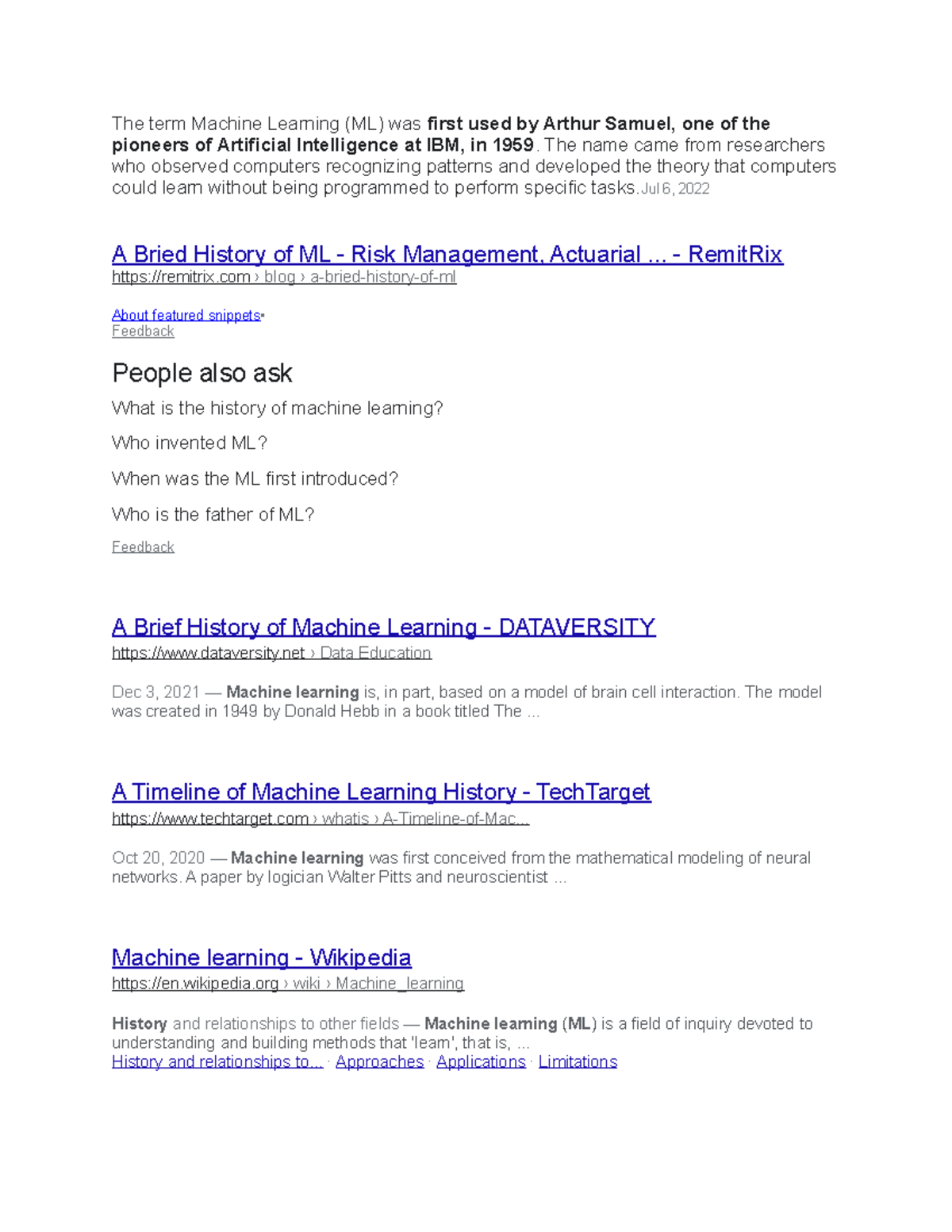 555 - GOOD QUALITY - The term Machine Learning (ML) was first used by ...