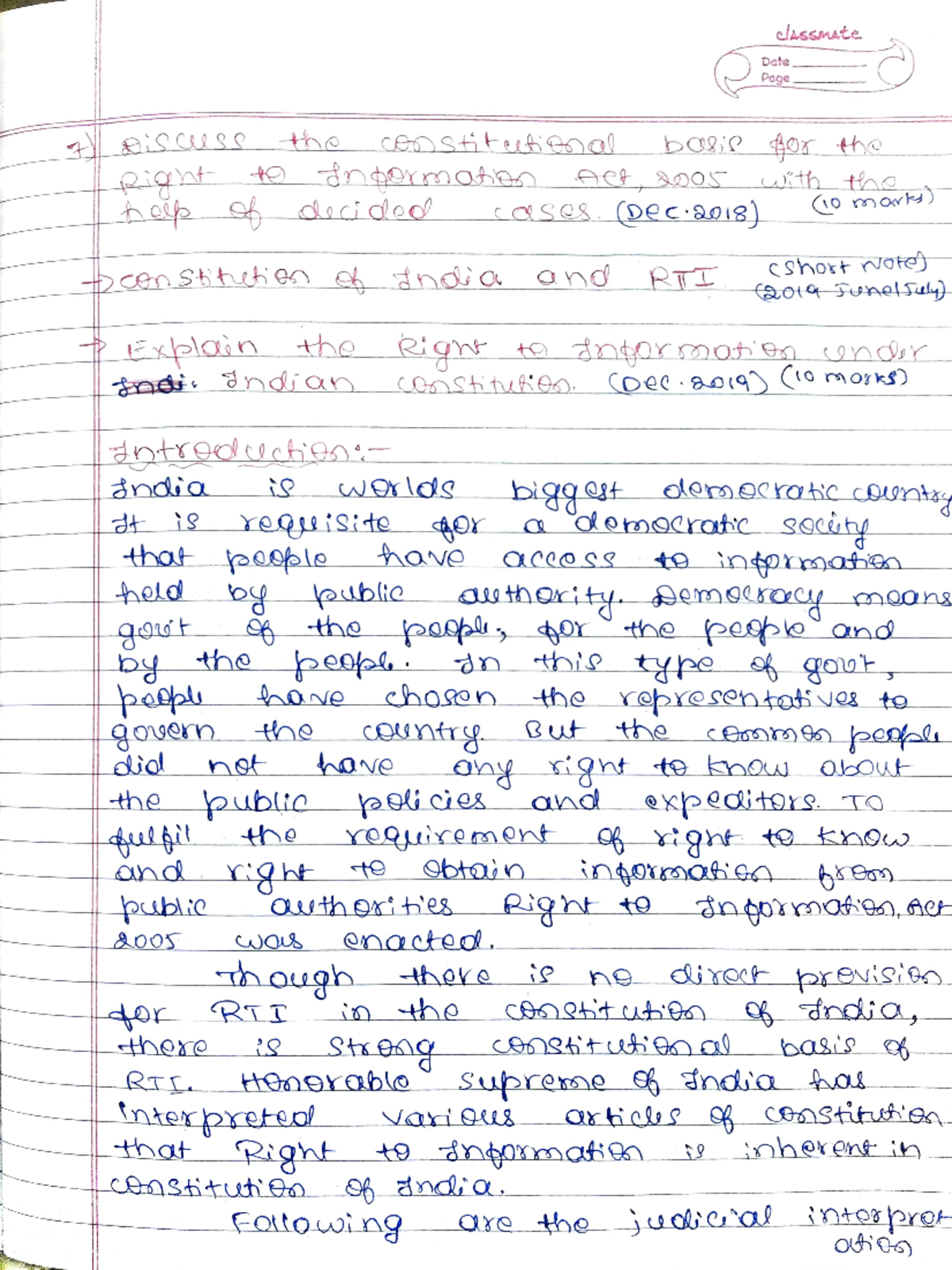 Constitution and RTI - Notes - elasSMAte Date. Page SUSthe censAtAenal ...