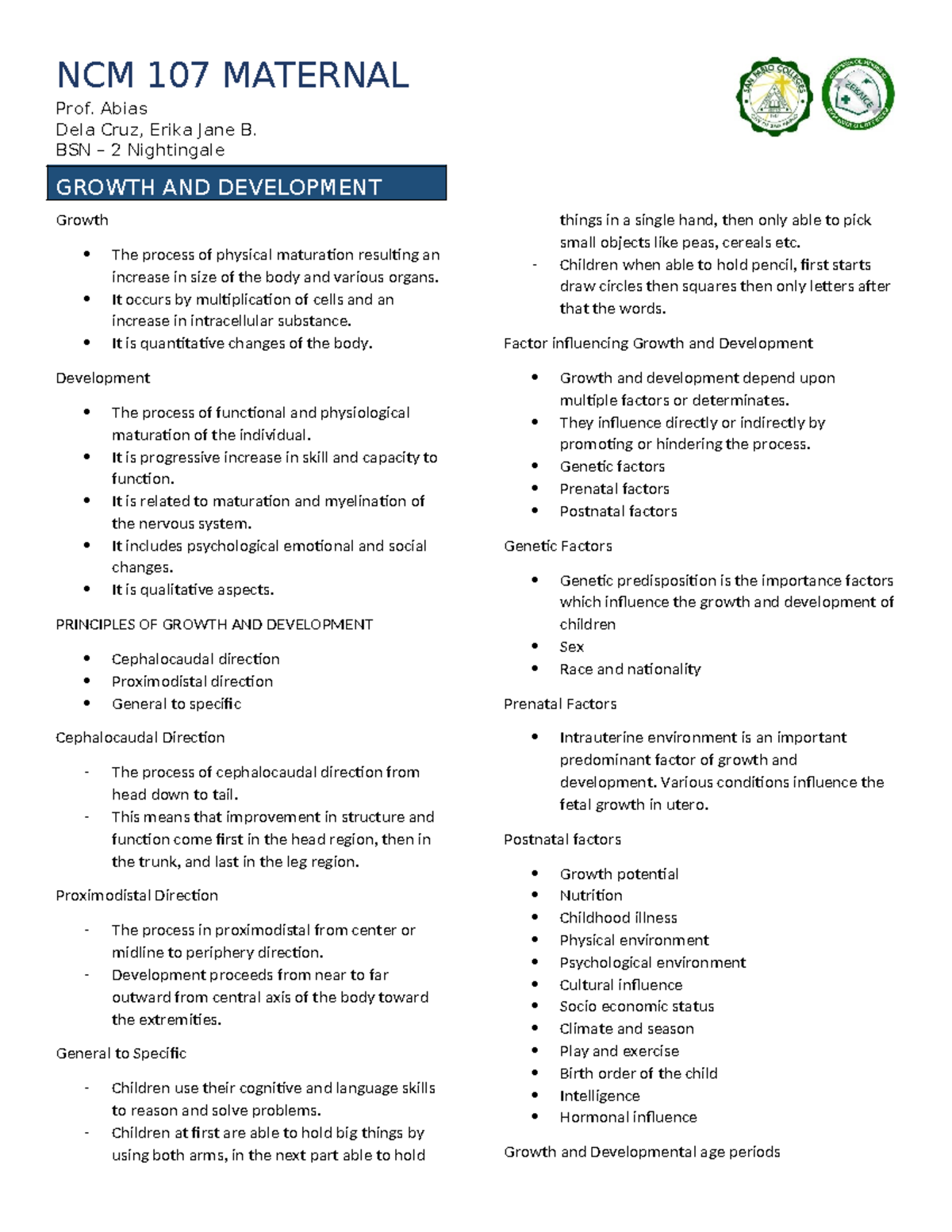 NCM 107 Maternal last - NCM 107 MATERNAL Prof. Abias Dela Cruz, Erika ...