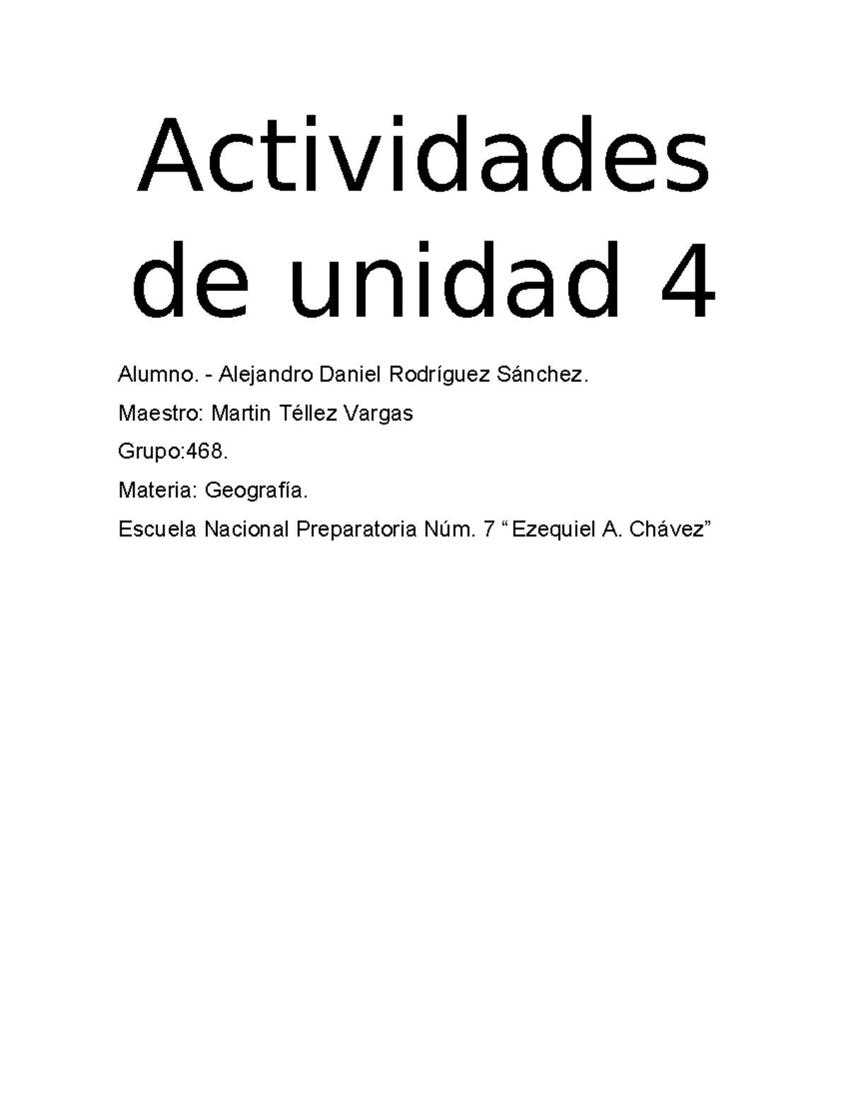 Actividades de unidad 4 - Actividades de unidad 4 Alumno. - Alejandro ...