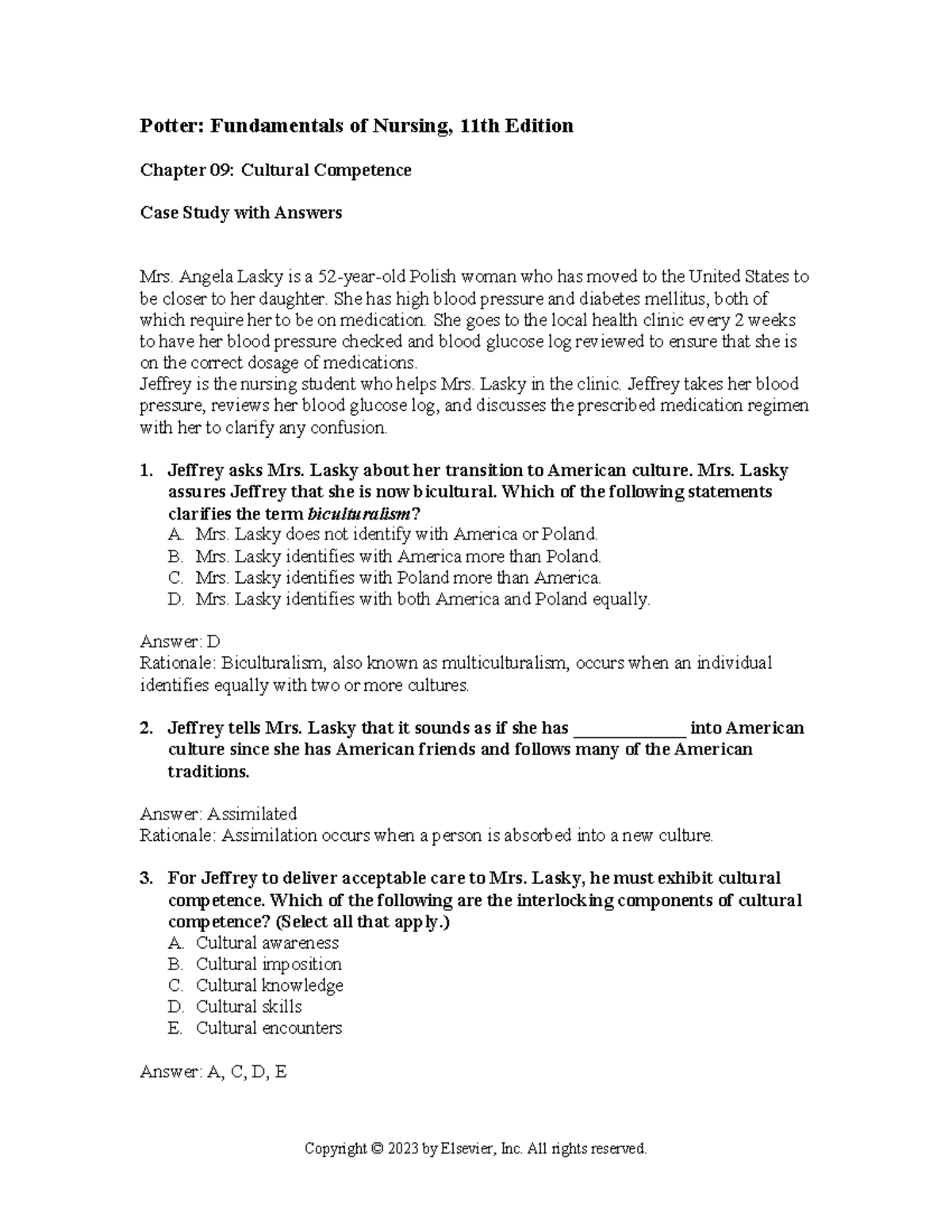 Chapter 009 - Case Study 9 - Copyright © 2023 by Elsevier, Inc. All ...