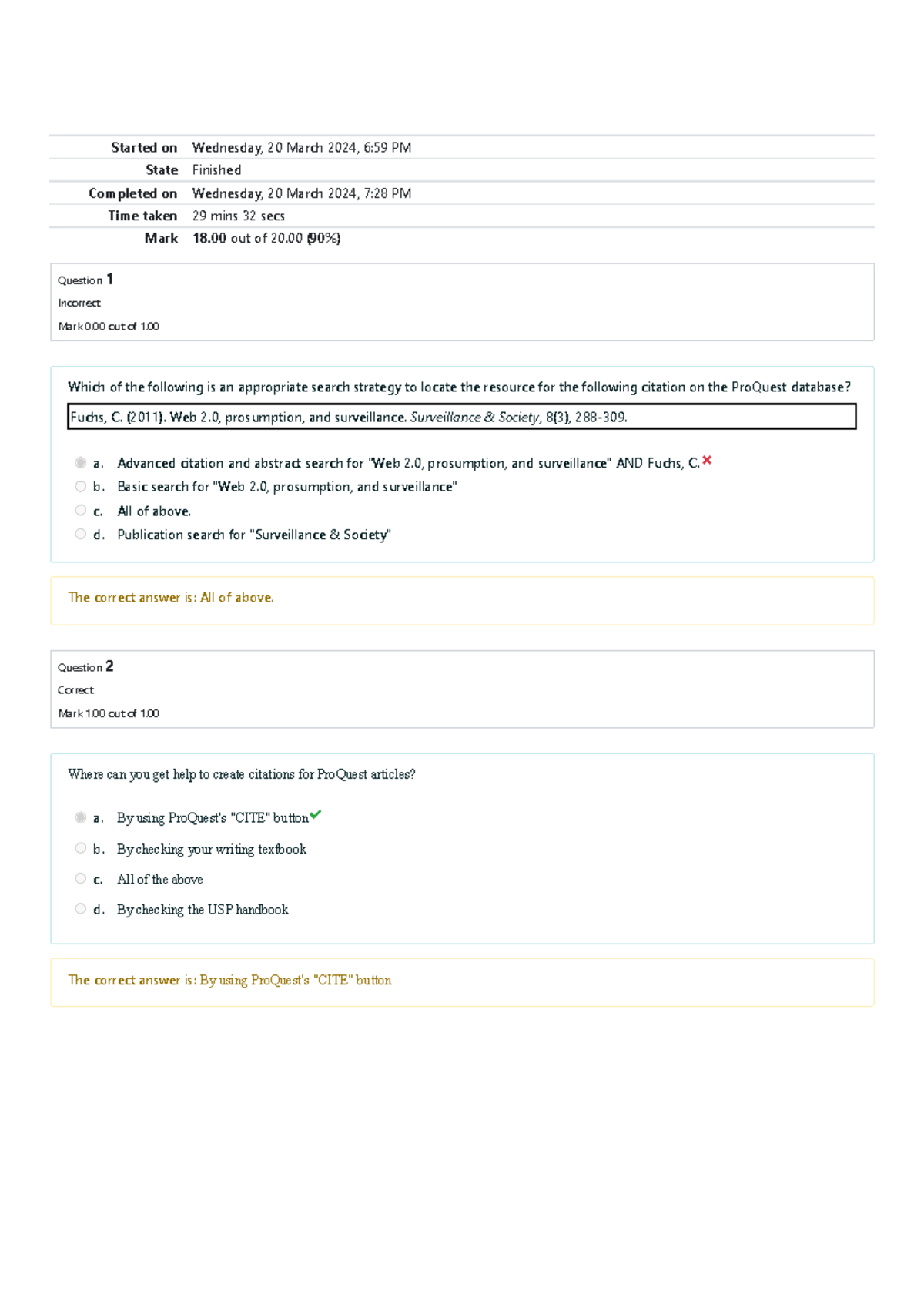 Topic 4 Quiz Attempt review - Started on Wednesday, 20 March 2024, 6:59 ...