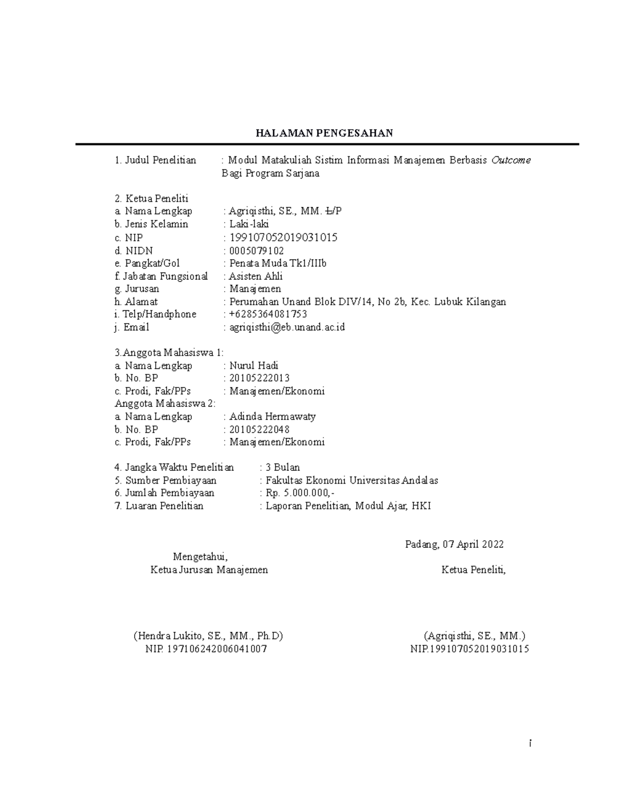 FIX Modul AJAR SIM - testes - HALAMAN PENGESAHAN Judul Penelitian ...