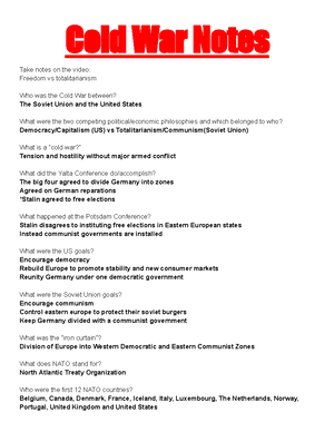 Cold War Textbook Questions - Studocu