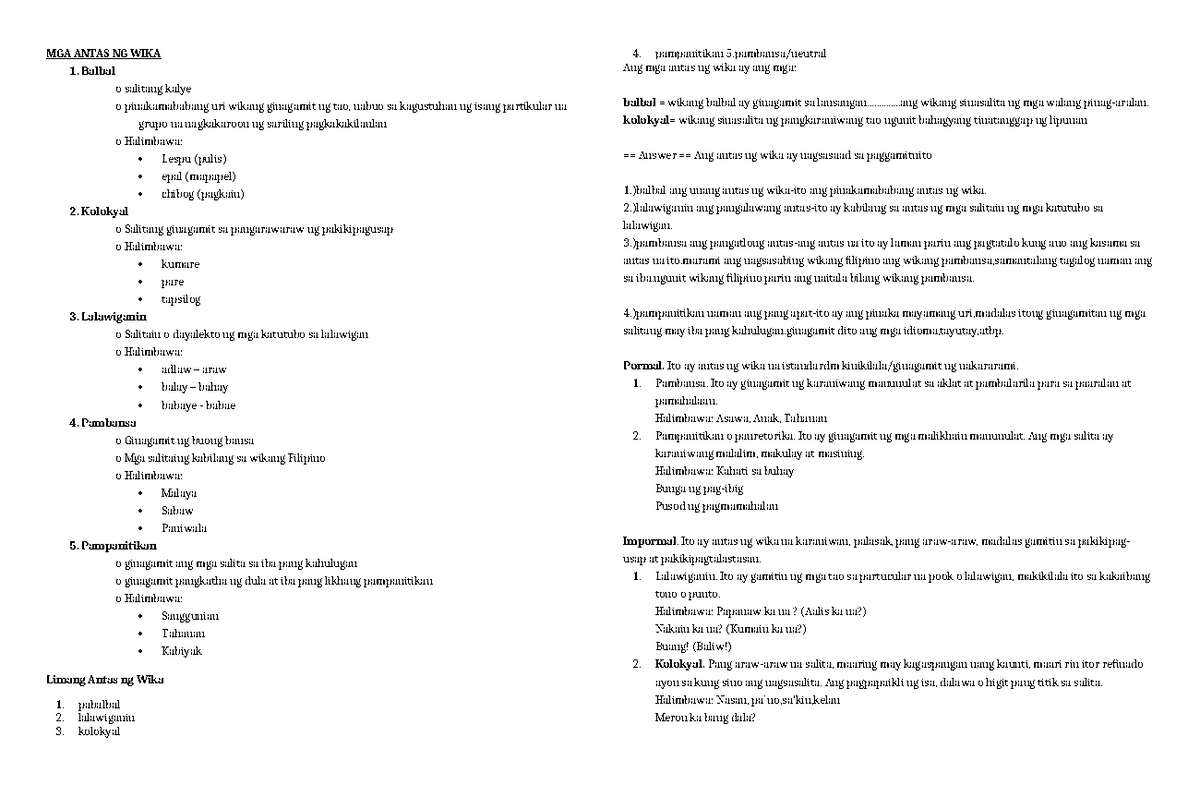 152351655 Mga Antas Ng Wika - MGA ANTAS NG WIKA Balbal o salitang kalye ...