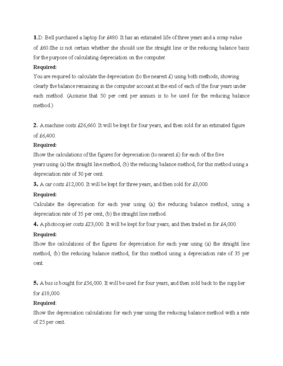 Practice Illustrations-Depreciation for BBA and MBA Student - 1 .D ...