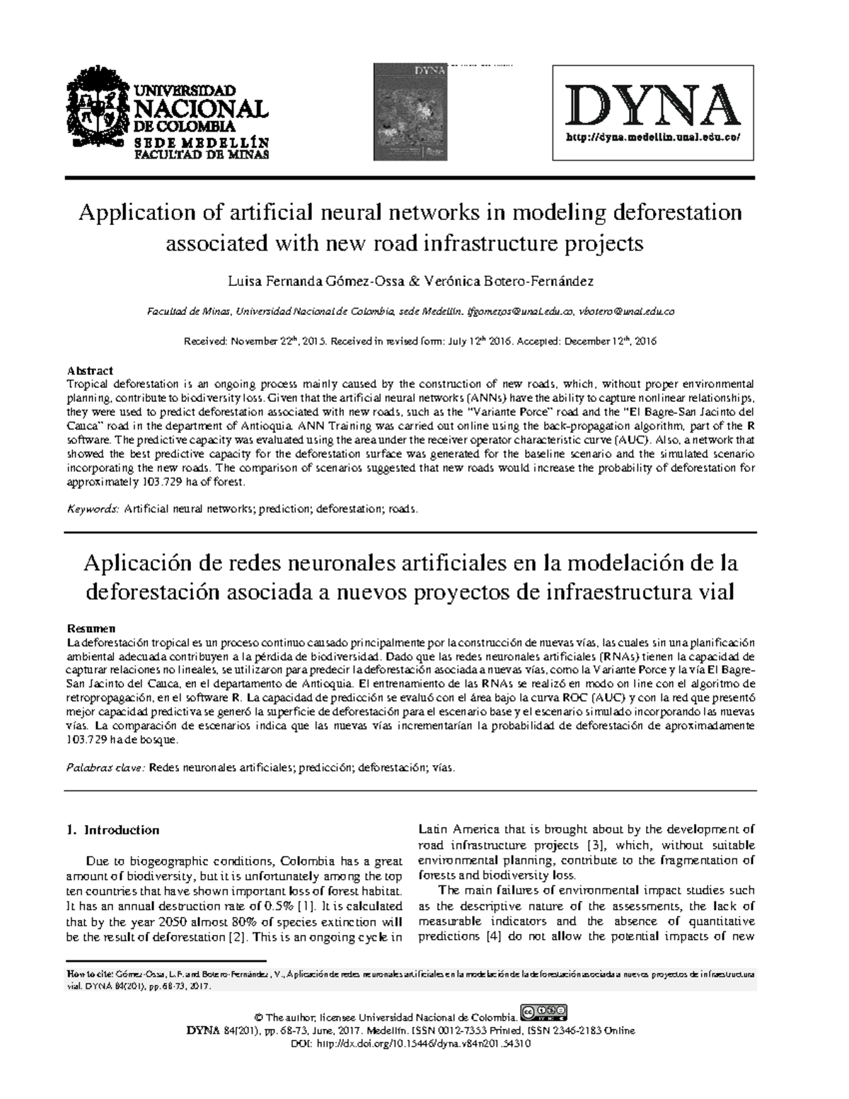 Application of artificial neural networks in modeling deforestation associated with new road ...