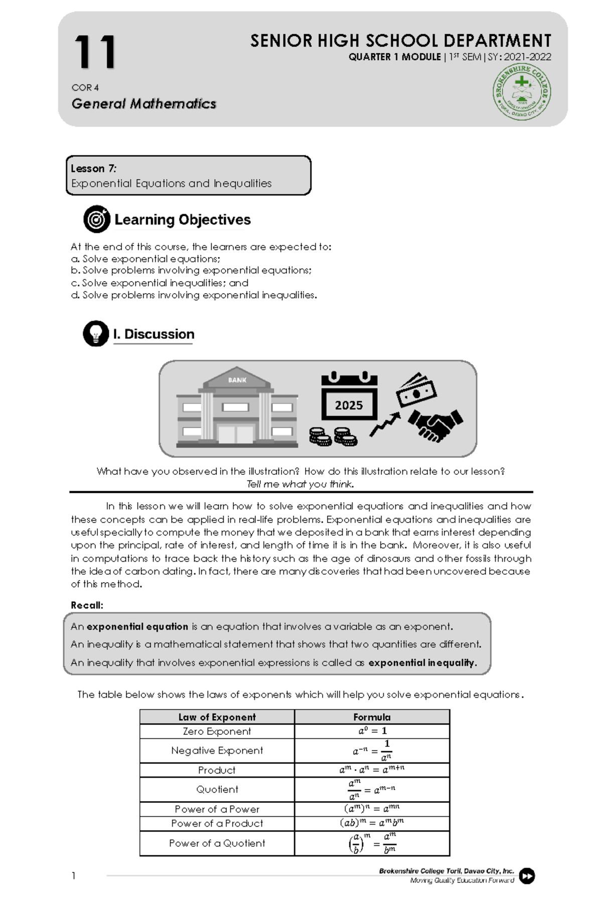 GM Lesson-7 Exponential-Equations-and-Inequalities - ####### Lesson 7 ...