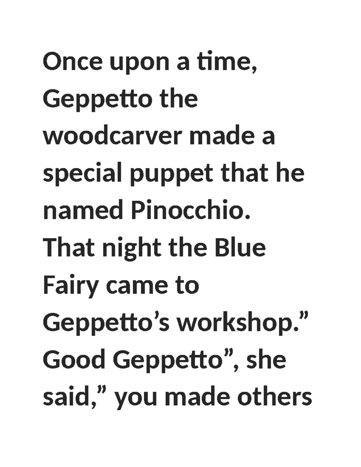Pinocchio - Lesson plan about skimming and scanning - Once upon a time ...