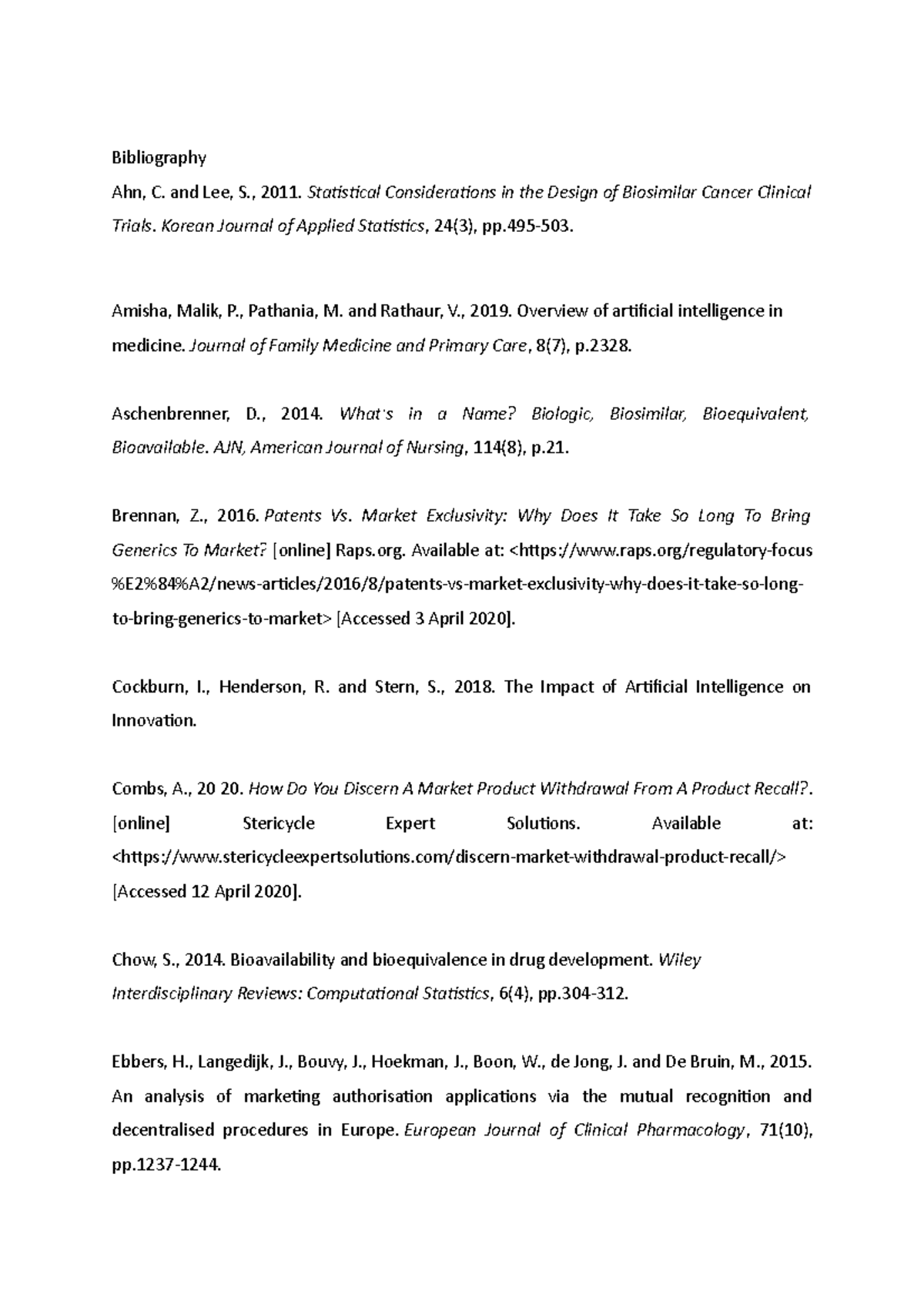 Bibliography - notes - Bibliography Ahn, C. and Lee, S., 2011 ...