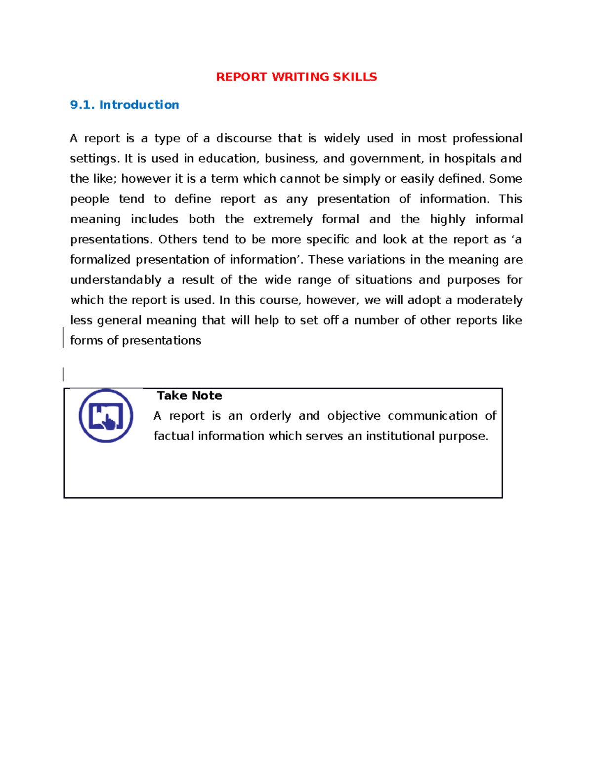 Report Writing Skills - Dr Wamunyoi - REPORT WRITING SKILLS ...