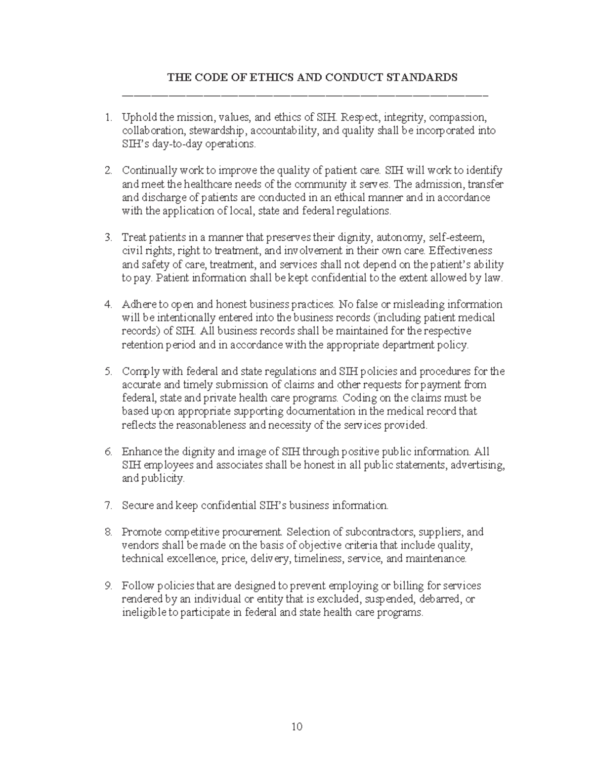 Code of Ethics rev 2020 - 10 THE CODE OF ETHICS AND CONDUCT STANDARDS ...