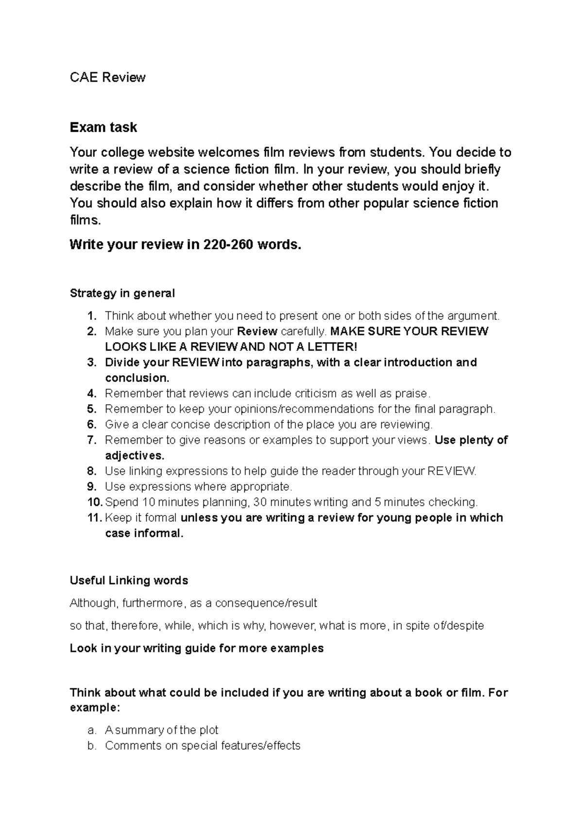 4TTO CAE Review strategy - CAE Review Exam task Your college website ...