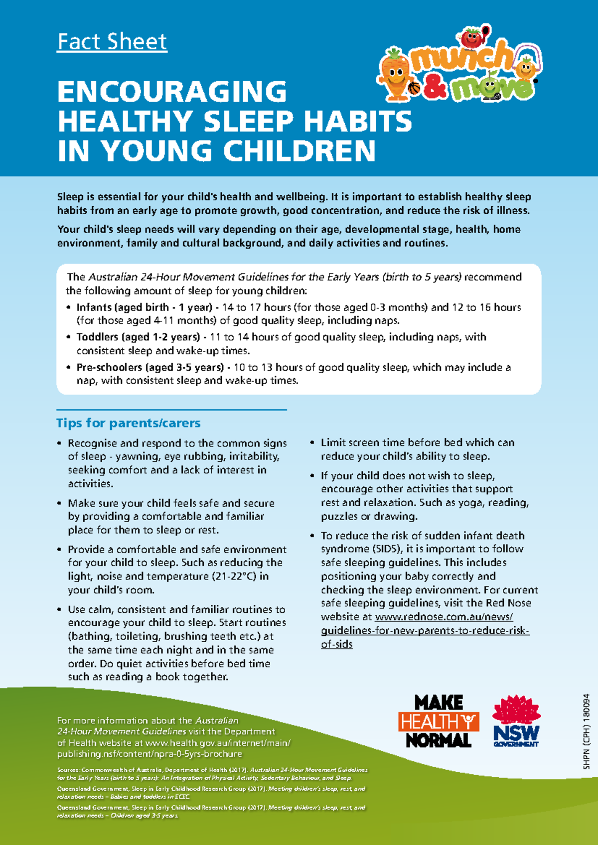 child care information for parents - Fact Sheet Sleep is essential for ...