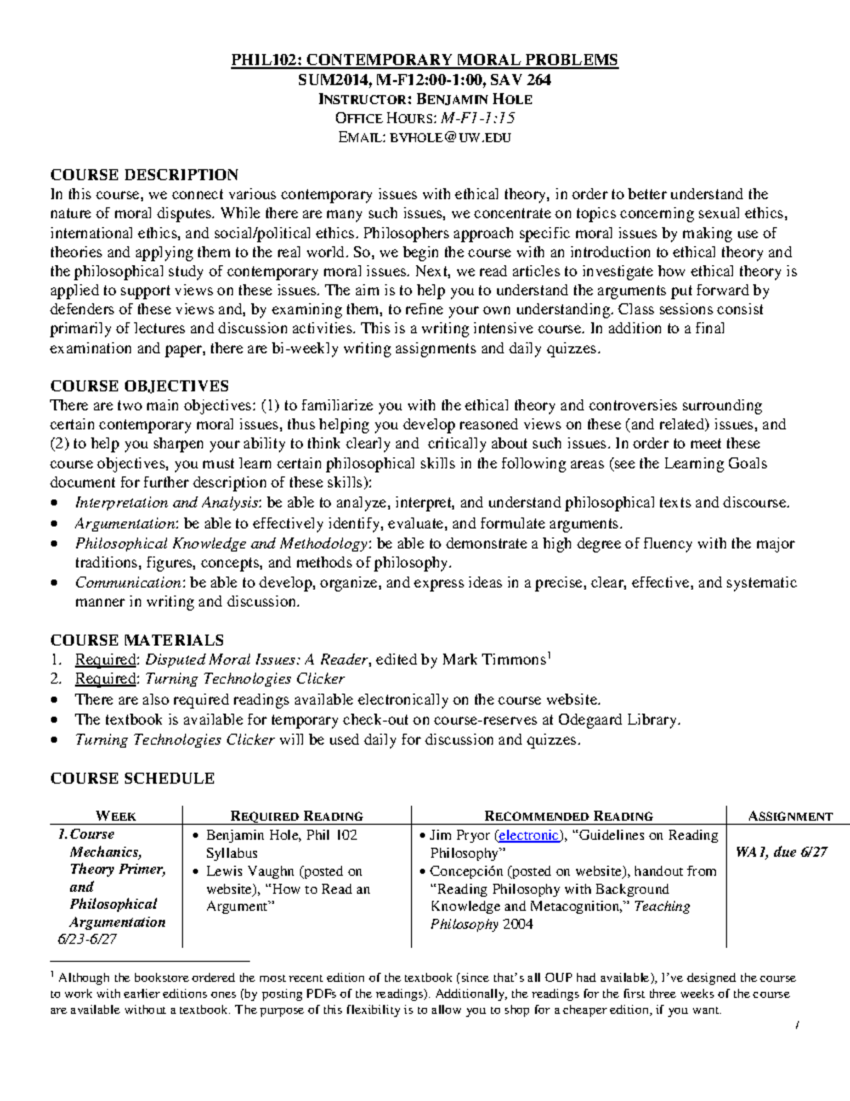 Applied Ethics Syllabus - PHIL102: CONTEMPORARY MORAL PROBLEMS SUM2014 ...