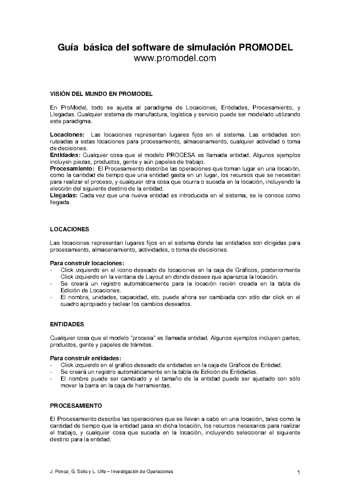 Guía básica del software de simulación Promodel - Guía básica del ...