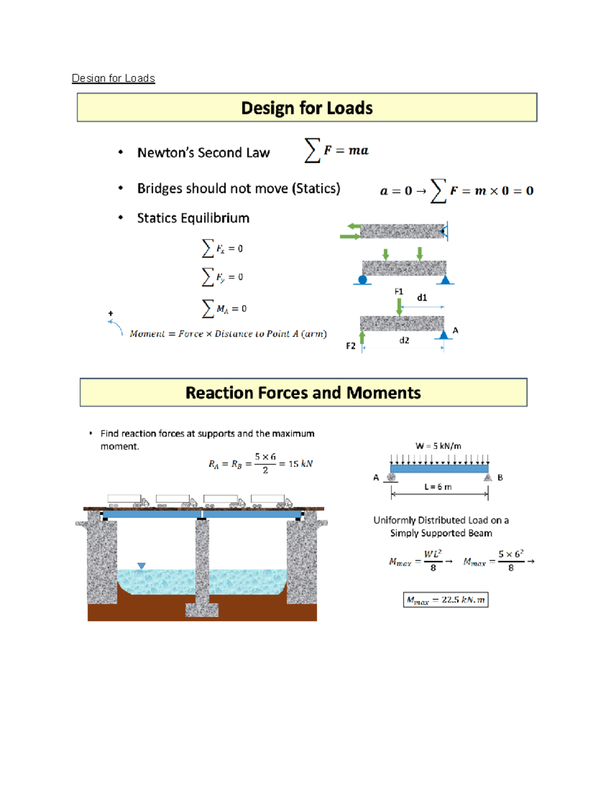 Week 5 - Structural Engineering - Design for Loads Bridge Loads on ...