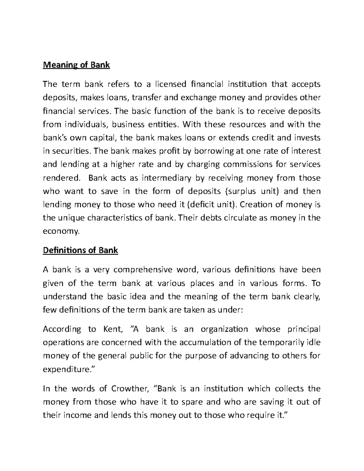 Unit 1 Note Meaning Of Bank The Term Bank Refers To A Licensed unit-1-note-meaning-of-bank-the-term-bank-refers-to-a-licensed