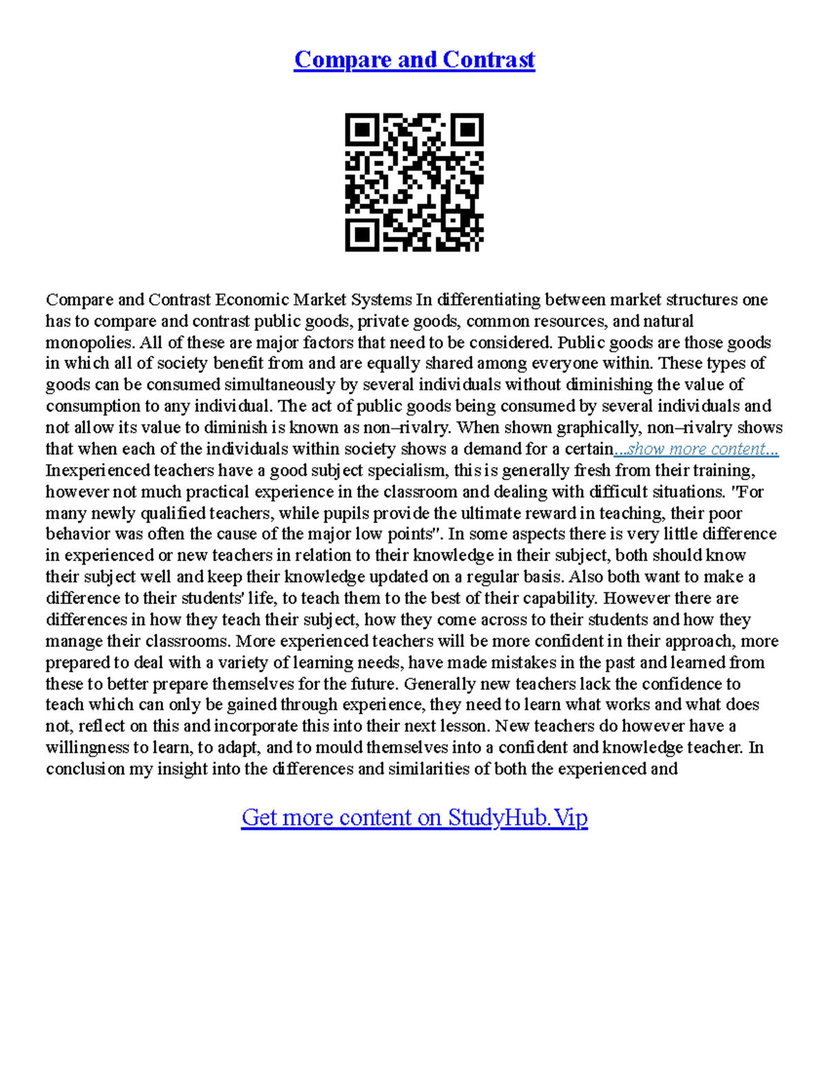 Compare And Contrast Essay Papers - Compare and Contrast Compare and ...