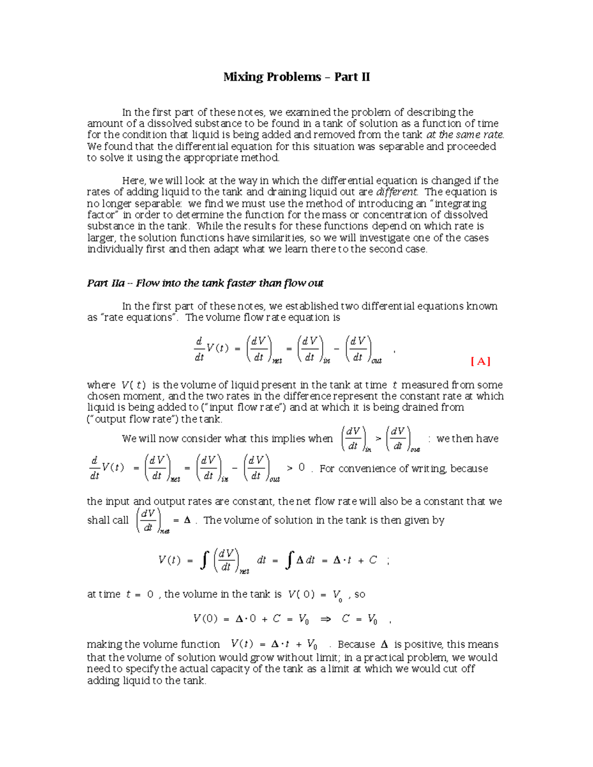Mixing Problems-II - Lecture notes 9.5 - Mixing Problems – Part II In ...