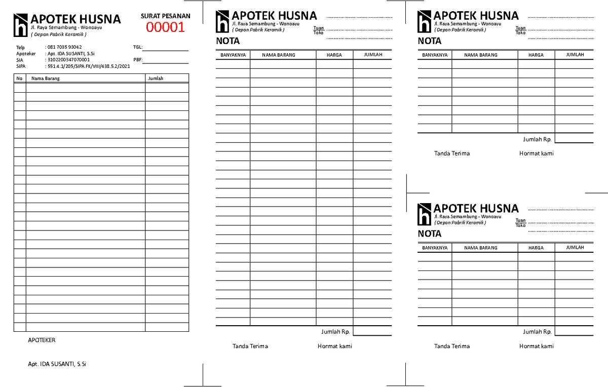 Nota husna 3 - ojw - h h APOTEK HUSNA APOTEK HUSNA NOTA NOTA NOTA SURAT ...