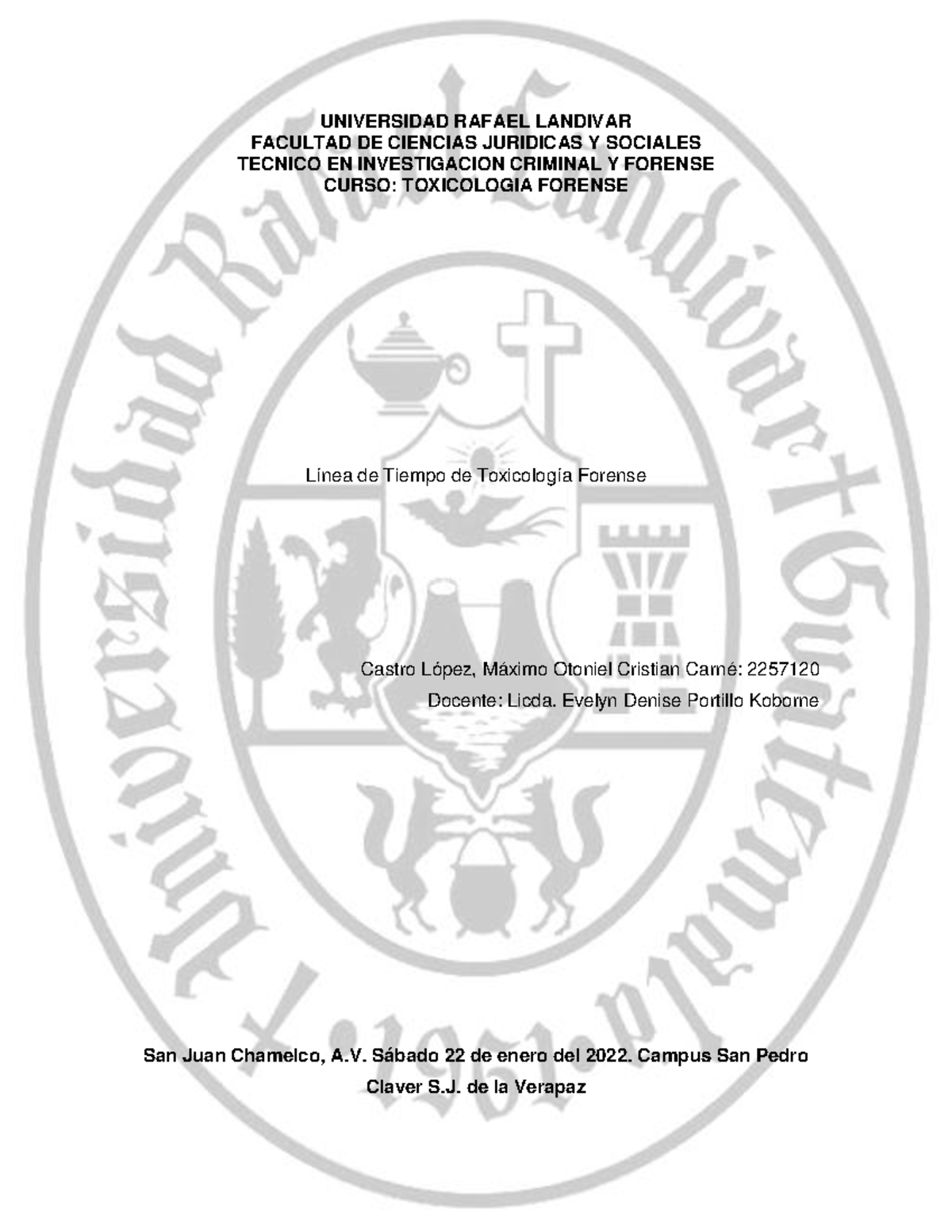 Linea DE Tiempo Castro, Maximo 2257120 S2 - UNIVERSIDAD RAFAEL LANDIVAR ...