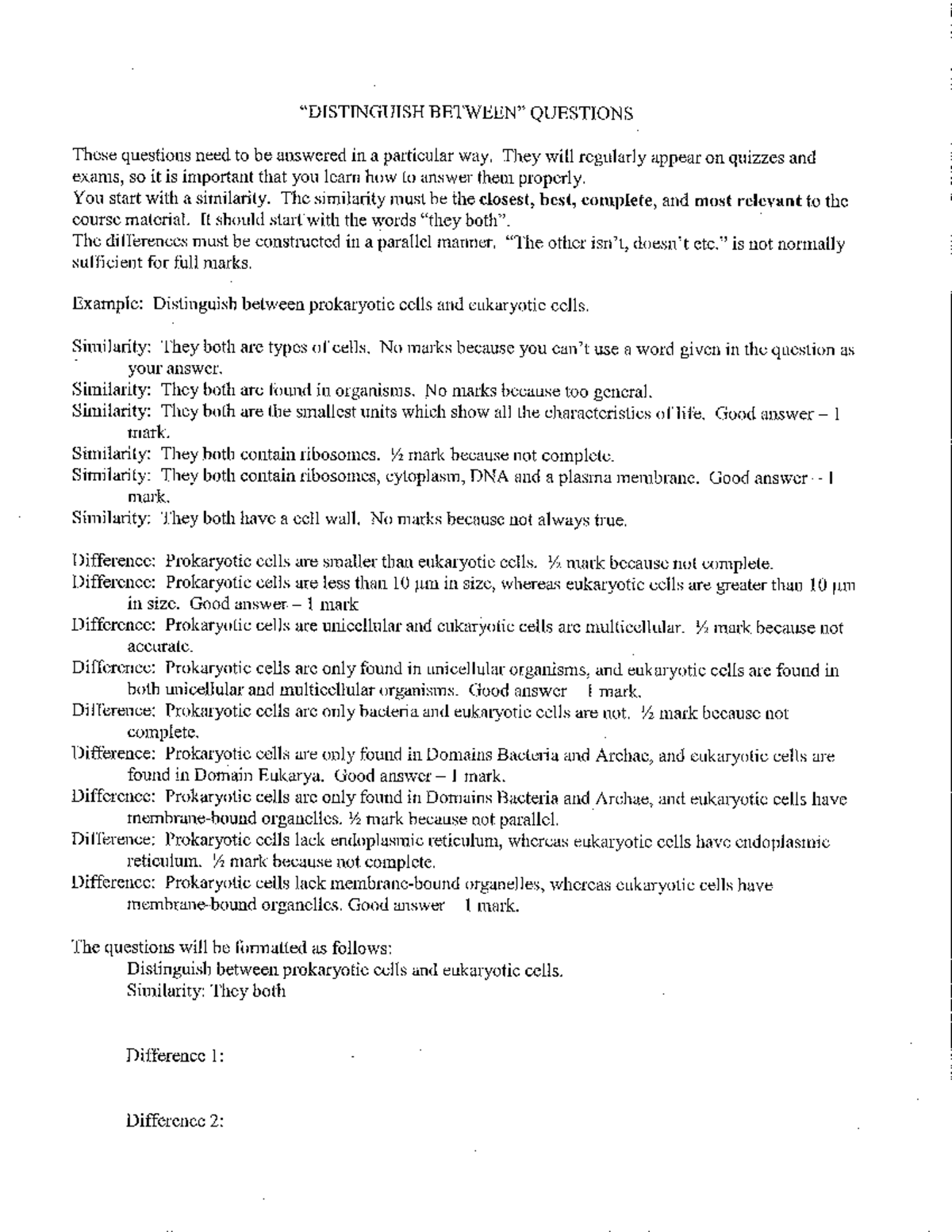 Distinguish questions - BIOL 1110 - Studocu