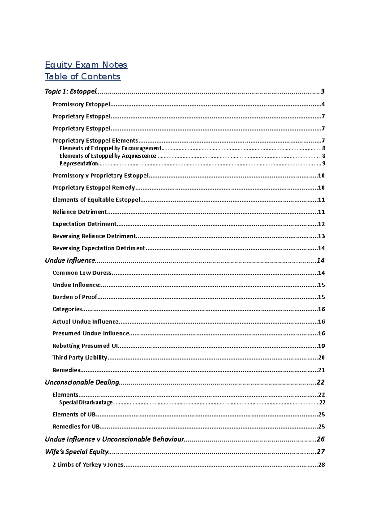 equity exam notes - Equity Exam Notes Table of Contents Topic 1: - Studocu